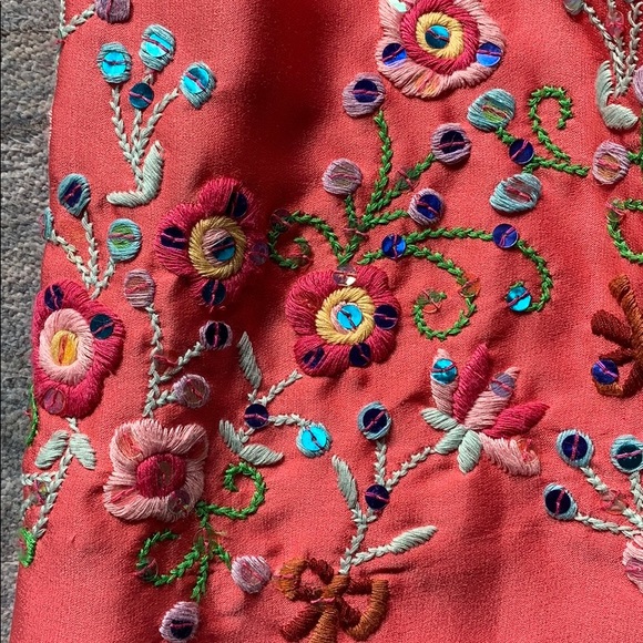 Tocca | Skirts | Tocca Pink Silk Floral Sequin And Embroidered Skirt | Poshmark